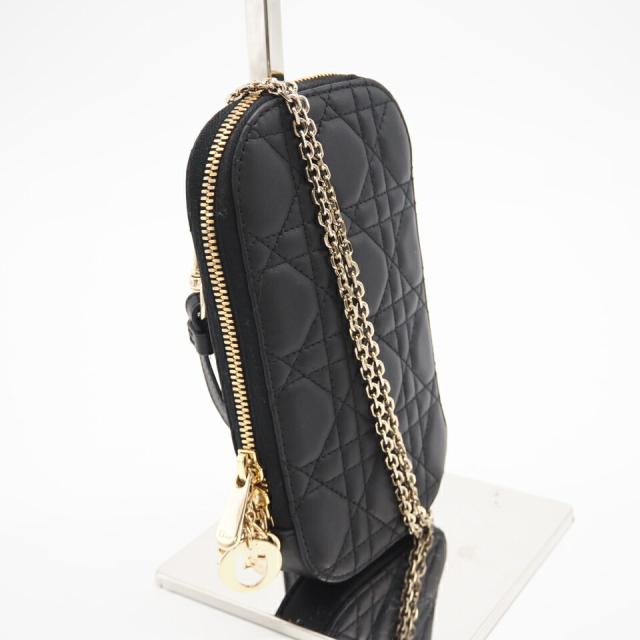 ★3日以内返品可★ Dior ディオール S0872ONMJ_M900 ラムスキン Lady Dior Call’in Dior フォンホルダー ブラック  ショルダーバッグ 美品