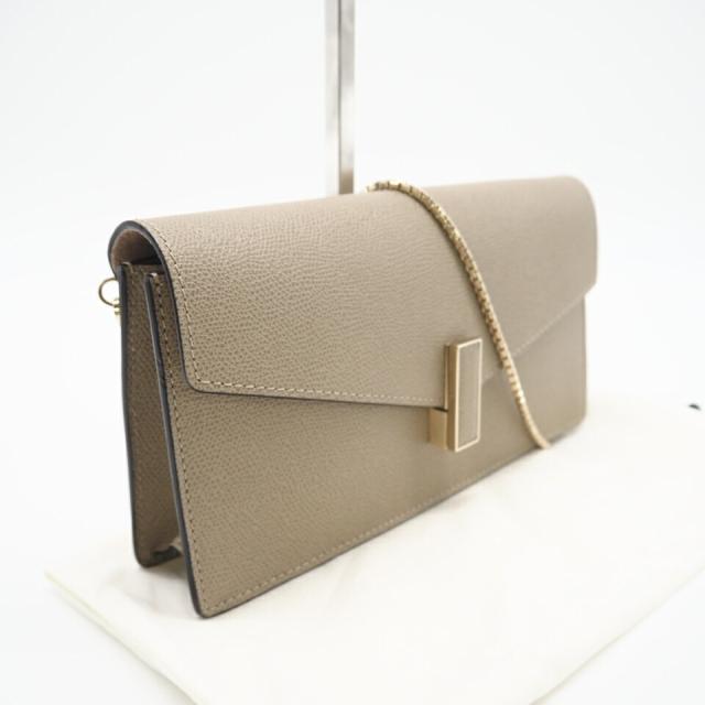 ★3日以内返品可★ valextra ヴァレクストラ WBES0082028LOC99 イジィデ レザー ベージュ チェーンショルダーバッグ 極美品