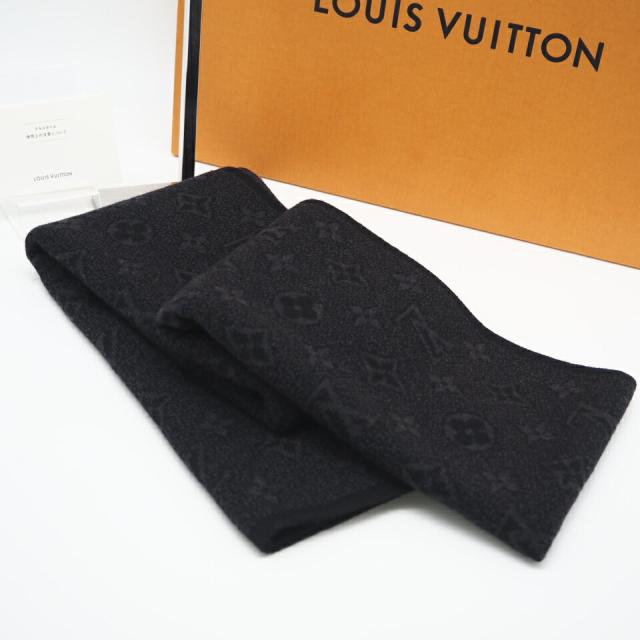 ★3日以内返品可★ LOUIS VUITTON ルイ ヴィトン M71648  エシャルプ モノグラム エクリプス ウール ブラック グレー マフラー 極美品