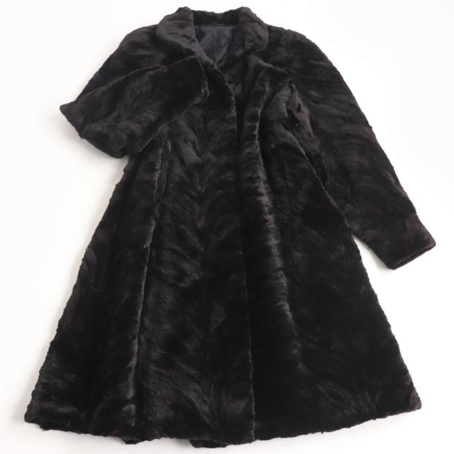 美品☆MINK　シェアードミンク　デザイン　本毛皮超ロングコート　ダークブラウン　F　毛質艶やか・柔らか◎
