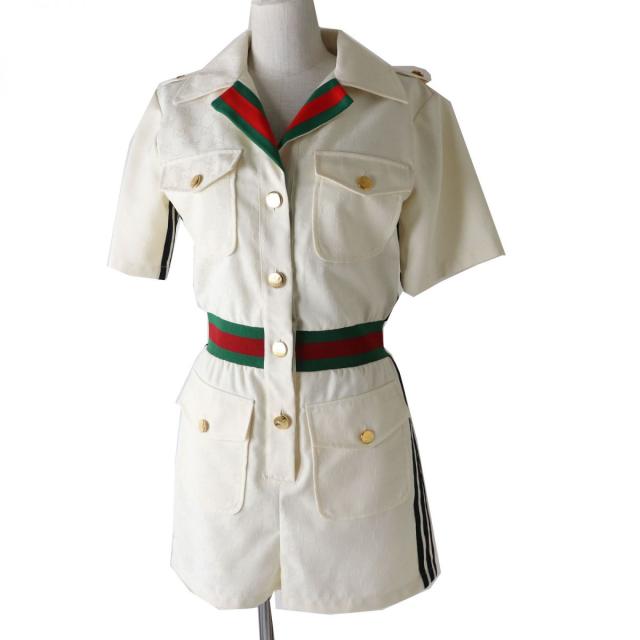 【ドンドン見直し】未使用品◎正規品 22SS グッチ アディダス コラボ 703000 ショートジャンプスーツ シェリーライン 40 定価363000円