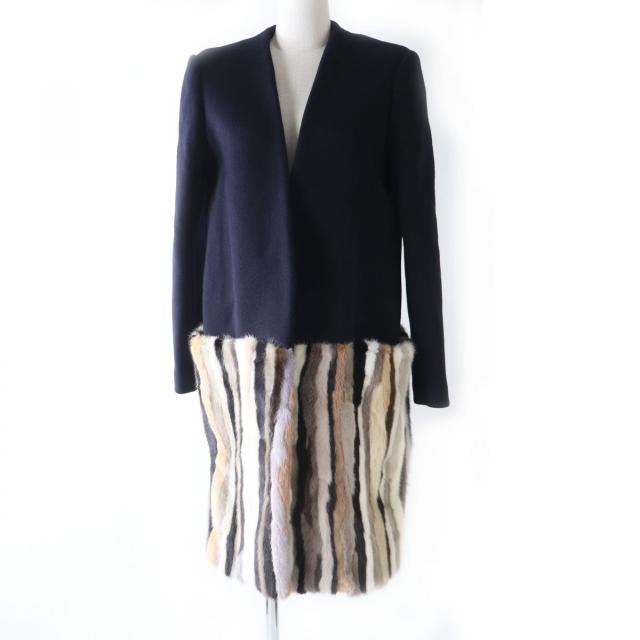 【ドンドン見直し】美品◎毛皮 ASTRAET ユナイテッドアローズ レディース ミンクファー使 フロントオープン ノーカラー ロングコート 2