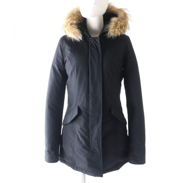 【ドンドン見直し】美品★正規品 ウールリッチ 1702018  RAMAR CLOTH 60/40 コヨーテファー フーデッド ダウンジャケット 黒 XS