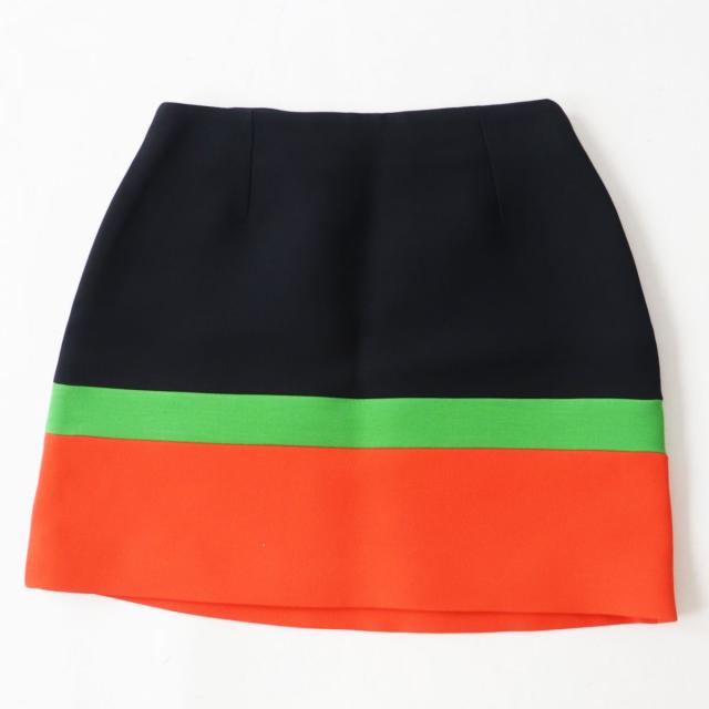 【ドンドン見直し】極美品◎正規品 22SS 伊製  クリスチャン ディオール 221J36B1162 カラーブロック シルク混 ミニスカート マルチ 42