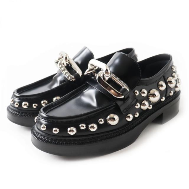 【ドンドン見直し】極美品◎定370700円 ルイヴィトン 草間彌生 1AB9K5 アカデミー ライン ローファー メタル ドット 黒 36 1/2 箱・袋付