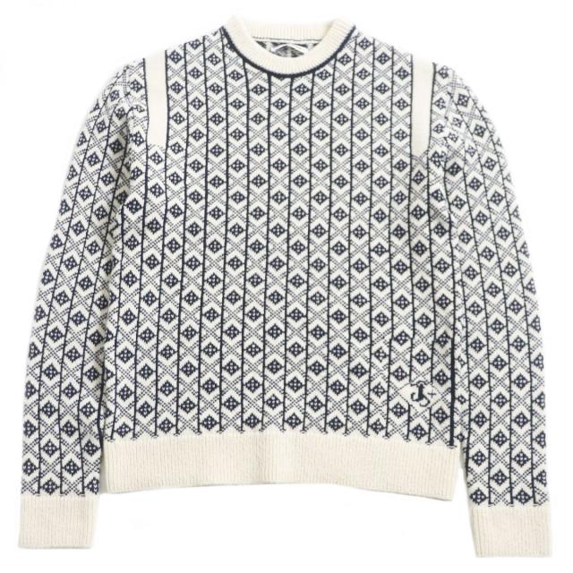 【ドンドン見直し】美品□22AW JIL SANDER＋ ジルサンダープラス 総柄 バージンウール100％ 長袖ニット/セーター 44 正規品 メンズ