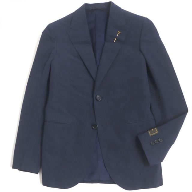 【ドンドン見直し】良品▼2021年製 ルイヴィトン STAPLES EDITION モノグラム柄 シングルジャケット 紺 44 メンズ 伊製 正規品