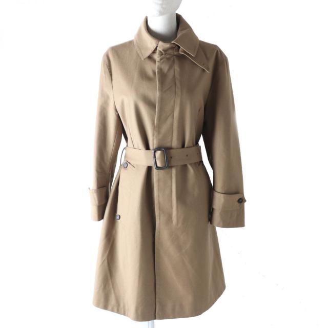 極美品★正規品 MACKINTOSH マッキントッシュ ロロピアーナ社製生地使用 ロゴボタン 比翼仕立 カシミヤ混 ベルテッドコート ベージュ 36