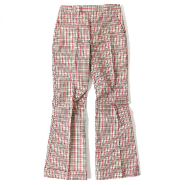 極美品△正規品 Maison Margiela 1 メゾンマルジェラ 1 19SS S51KA0420 チェック柄 ダブル裾 テーパードパンツ レディース オレンジ系 38