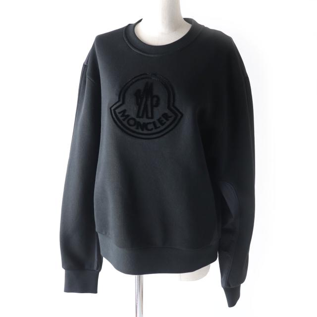 未使用品 モンクレール 22年製 SWEAT SHIRT スウェットシャツ ロゴデザイン 長袖 トレーナー/プルオーバー 黒 M ハンガー付 正規品