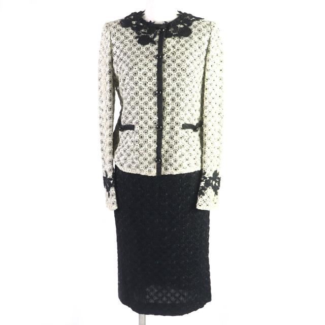 未使用品▼DOLCE&GABBANA ドルチェ＆ガッバーナ 黒タグ 総レース スーツ セットアップ ベージュ ブラック 38 伊製 正規品 レディース