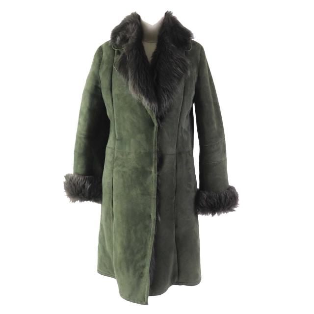 良品◎Josephine ジョセフィーヌ ダブルフェイス ロングムートンコート カーキ 38 トルコ製 正規品 レディース