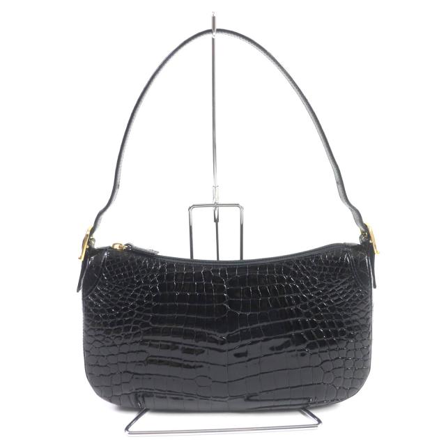 美品★sanpo 三宝/サンポウ JRAタグ付き クロコダイルレザー ハンドバッグ ブラック 日本製 レディース