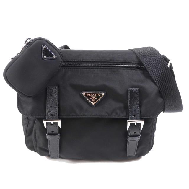 極美品◎PRADA プラダ 1BD953 Re-Nylon ポーチ付き ショルダーバッグ NERO ブラック 保存袋付き 正規品 レディース 定価313500円