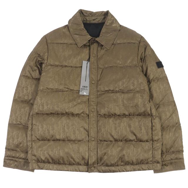 未使用品□DIOR ディオール オム 22AW 293C436A4462 オブリーク ロゴワッペン  WZIP ダウンジャケット マロン 48 イタリア製 正規品