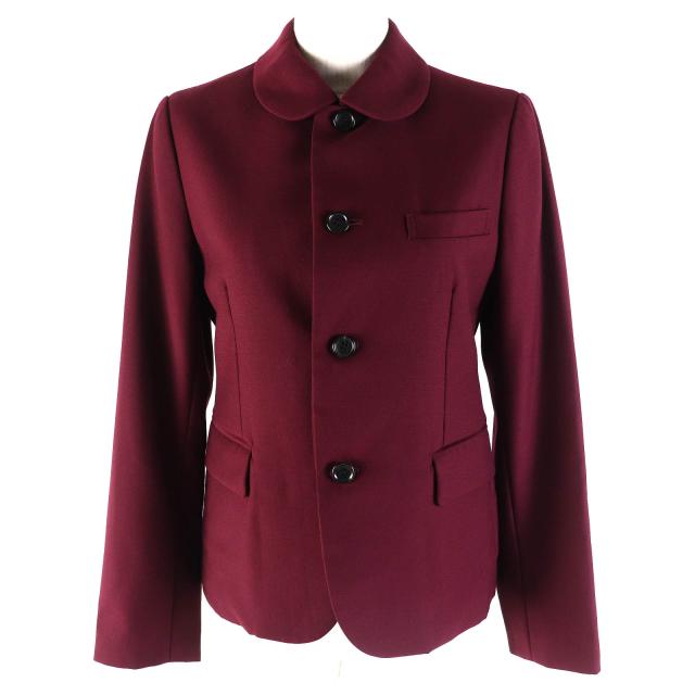 極美△COMME des GARCONS COMME des GARCONS コムデギャルソン コムデギャルソン コムコム 丸襟 シングルジャケット ボルドー XS 正規品