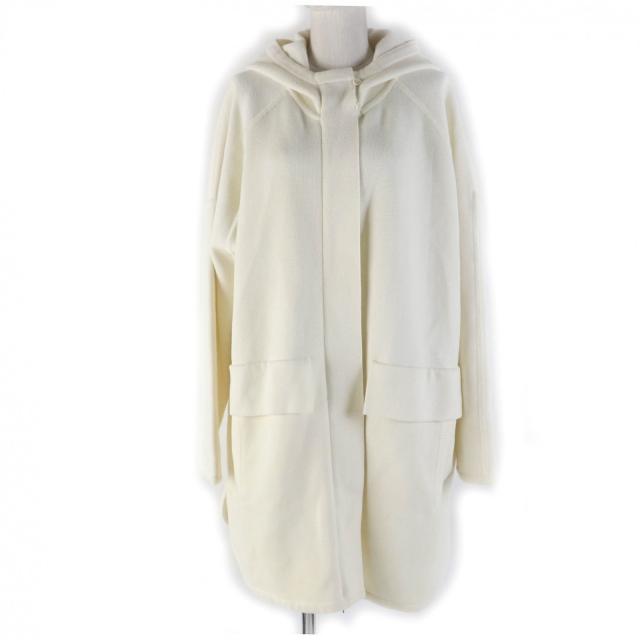 極美品☆Max Mara マックスマーラ 21AW ウール100％ オーバーシルエット フード付 コート カーディガン アイボリー M 正規品 レディース