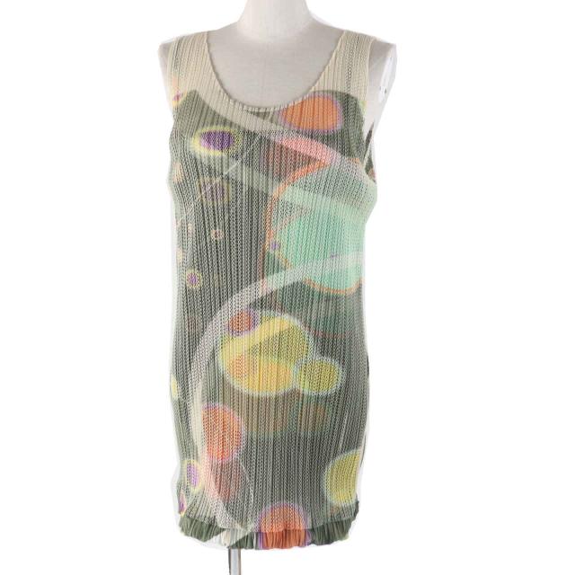 極美品◎PLEATS PLEASE プリーツプリーズ イッセイミヤケ PP12-JH322 惑星 宇宙柄 裾バルーン レイヤード ノースリーブ  チュニック 3