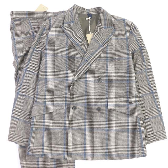 未使用品□ts(s) ティーエスエス KT45FJ02/KT45FP0S チェック柄 ダブルスーツ セットアップ ブラウン 2 イタリア製 正規品 定価105600円