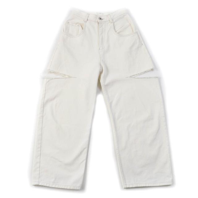 美品☆Maison Margiela 1 メゾンマルジェラ1 21AW S51LA0106 スラッシュ デニム パンツ アイボリー 36 イタリア製 正規品 レディース