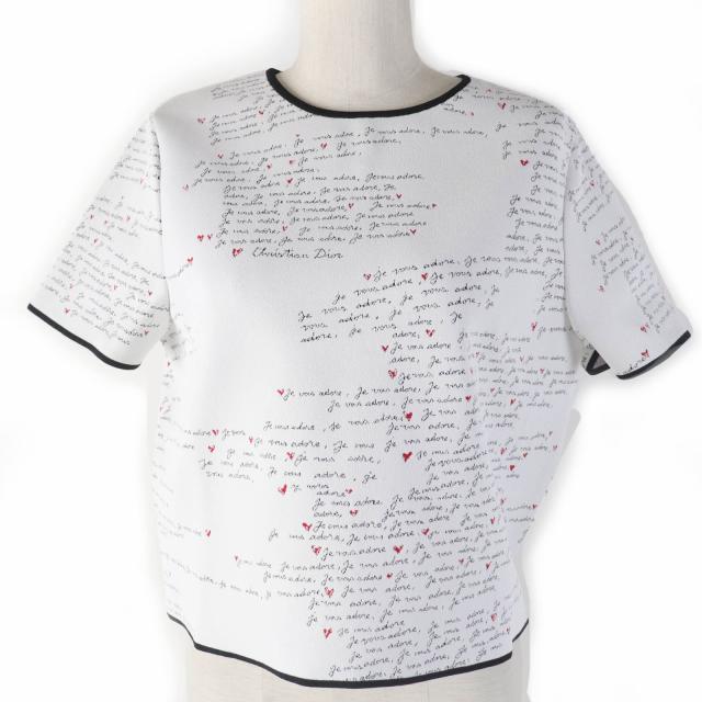 極美品☆クリスチャンディオール 24AW 454S36AM552 Je Vous Adore テクニカル Dioramour エンブロイダリー 半袖ニット 42 正規品