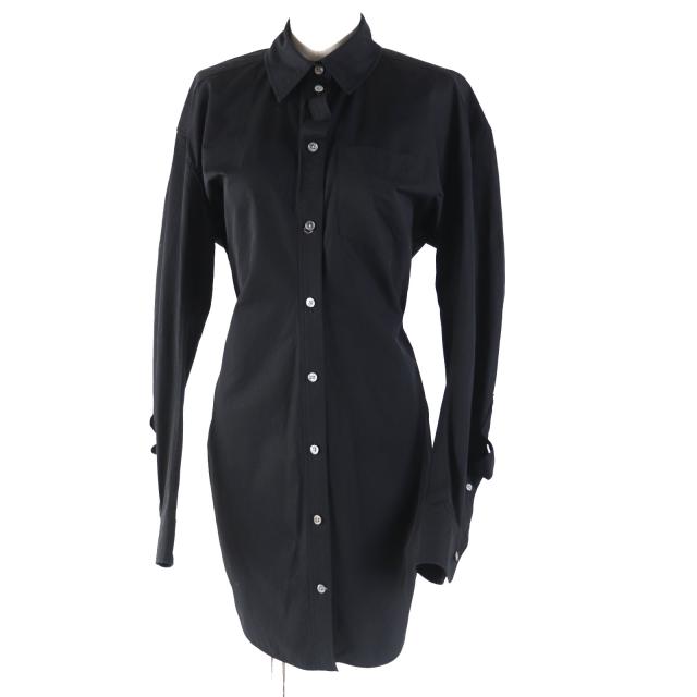 美品◎Alexander Wang アレキサンダーワン 1WC1226453 コツトン フィットボタン シャツ ミニ ドレス／シャツワンピース ブラック 0 正規品