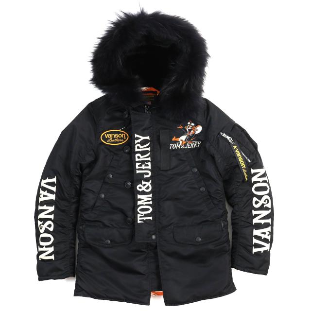 未使用品△VANSON バンソン LTV-841 TOM&JERRY トムとジェリー ファーフード付 フライトジャケット 中綿 ジップジャケット S 正規品 メンズ