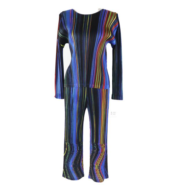未使用品◎PLEATS PLEASE プリーツプリーズ イッセイミヤケ 24AW PP43JK701 PP43TF702 WARP セットアップ ブラック マルチ 3・2 正規品