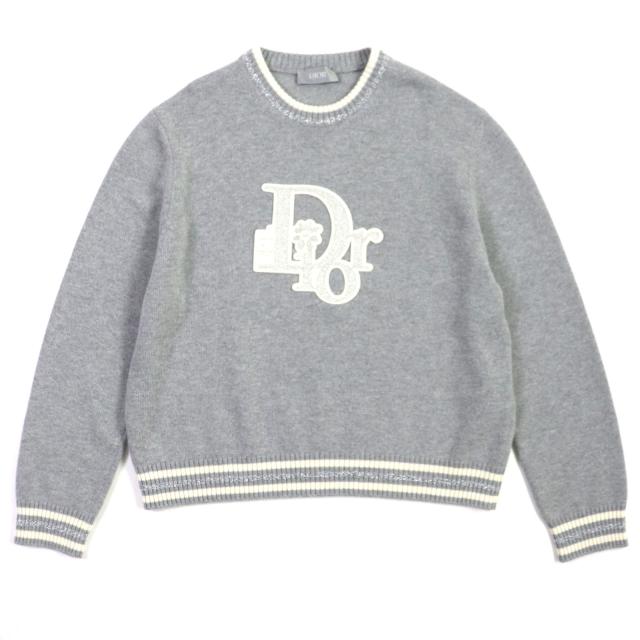 極美品▼DIOR ディオール オム 23SS 313M660AT516 DIOR BY ERL ウール カシミヤ ラメ入り ニットセーター グレー XXL 伊製 正規品 メンズ