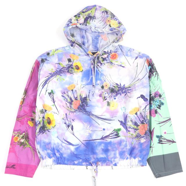 未使用品□LOUIS VUITTON ルイヴィトン HIS79W フラワー LVロゴ コットンポプリン アノラック プルオーバーパーカー M イタリア製 正規品