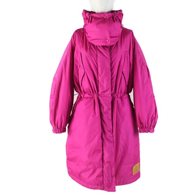 未使用品☆DRAWER ドゥロワー 21AW 6525-299-0788 レザーロゴパッチ付 ダウンコート ピンク F 日本製 正規品 レディース 定価220000円