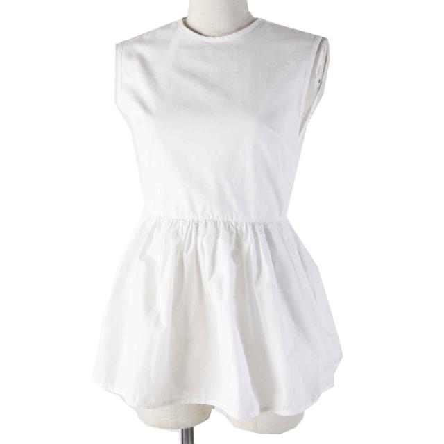 美品◎CECILIE BAHNSEN セシリーバンセン 1577-343-8031 SS20-00107 EA TOP コットン ノースリーブ トップス ホワイト XS/S 正規品