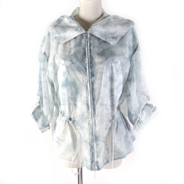 極美品△EMPORIO ARMANI エンポリオ アルマーニ 22SS 3R2B89 黒タグ 袖ロールアップ ZIP UP ジャケット ブルゾン ライトブルー 42 正規品