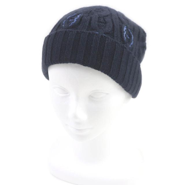 未使用品□HERMES エルメス BONNET HOMME TRI MAILLOW TRESS カシミヤ ラムレザー使い シェーヌダンクル ボネ ニットキャップ M 正規品