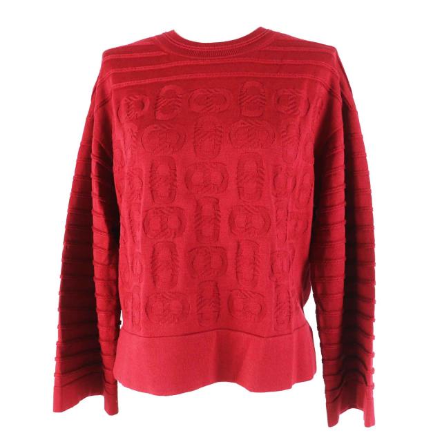 極美品◎HERMES エルメス 23SS 3E2614D3 シルク コットン シェーヌダンクル ニットプルオーバー ボルドー 38 伊製 正規品 レディース