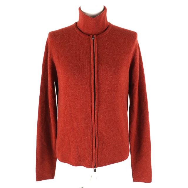 極美△HERMES エルメス カシミヤ100％ カデナジップ カーディガン タートルネック ノースリーブニット アンサンブル 2点セット ME 正規品