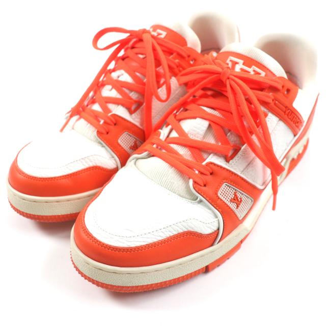 美品▼LOUIS VUITTON ルイヴィトン 2022年製 トレイナーライン LVロゴ入り モノグラム レザー スニーカー 7 箱・保存袋付き メンズ