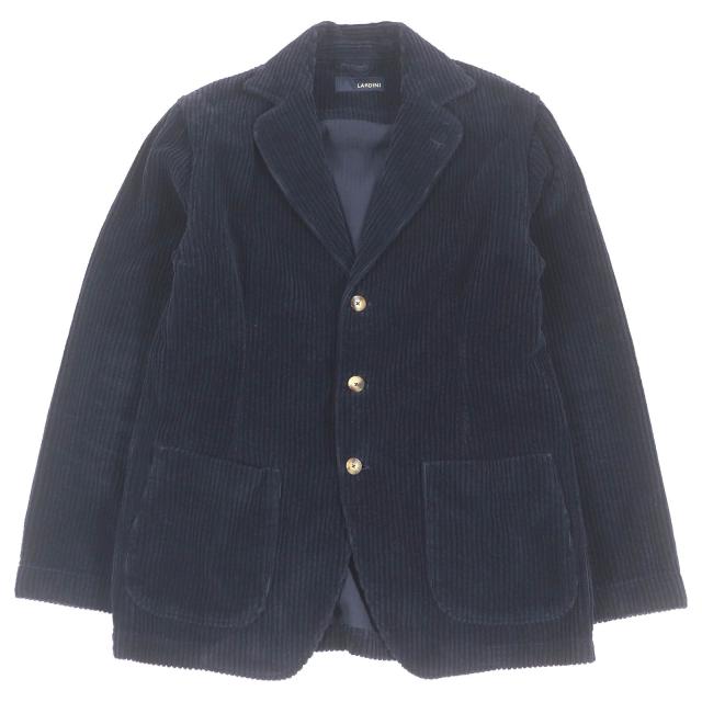 美品□LARDINI ラルディーニ JNAMA コットン シングル コーデュロイ テーラードジャケット ダークネイビー M イタリア製 正規品 メンズ