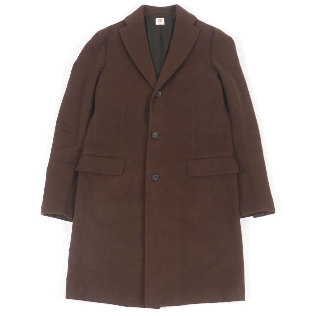 極美品□LUIGIBORRELLI ルイジボレッリ ウール アルパカ Capo Destrutturato チェスターコート ブラウン 46 イタリア製 正規品 メンズ