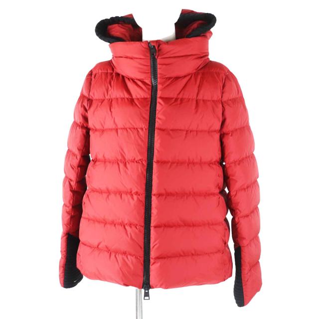 極美品◎Herno ヘルノ 2019年製 PI0975D ラミナー POLAR-TECH アームウォーマー・フード付き ダウンジャケット レッド 46 レディース