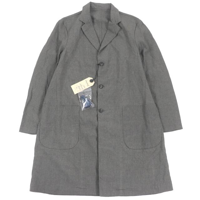 未使用品□Bergfabel バーグファベル リネン コットン 薄手 ロング サマーコート チェスターコート グレー 46 イタリア製 正規品 メンズ