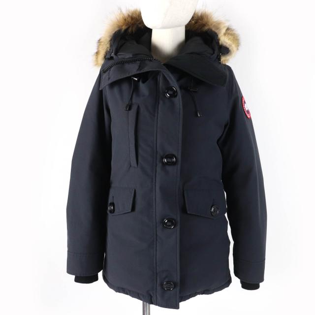 良品☆  カナダグース 2300JL CHARLOTTE シャーロット ファー・フード付 ダウンコート ダークネイビー S 正規品 レディース