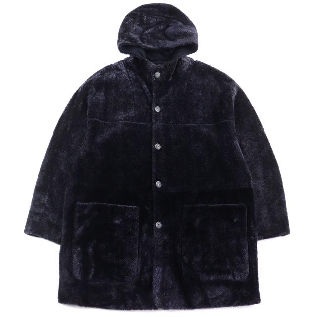 極美品○GIORGIO ARMANI ジョルジオアルマーニ 2020年製 BSB01P ムートン ラムレザー フーデッド シアリング コート 52 正規品 メンズ