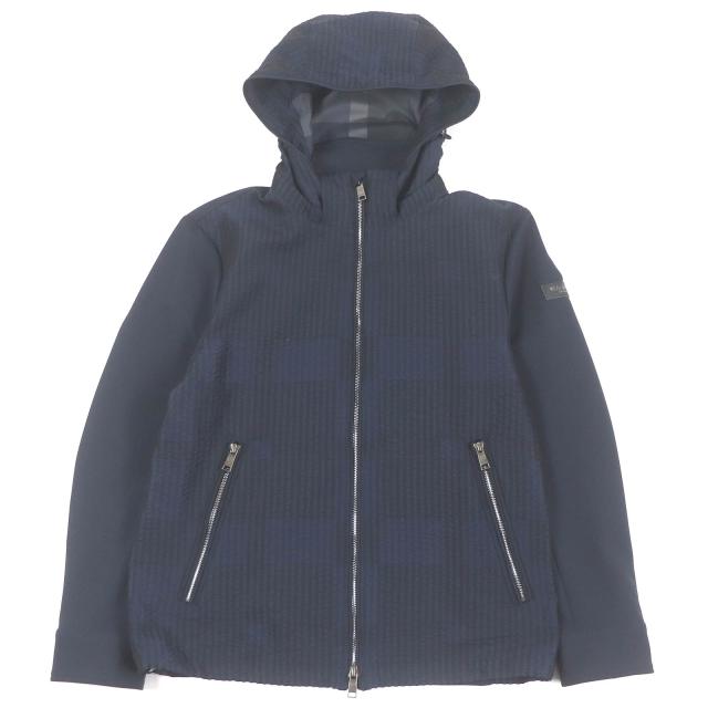 極美品□BLACK LABELCRESTBRIDGE ブラックレーベル・クレストブリッジ 素材切替 サッカー地 チェック柄 ブルゾン ZIPパーカー M 正規品