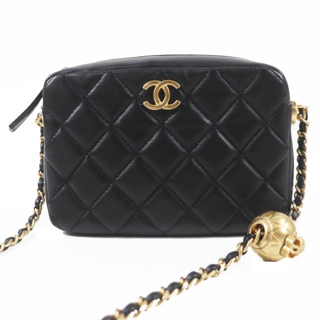 極美品◎CHANEL シャネル AS3258 マトラッセ チェーンショルダーバッグ／カメラバッグ ラムスキン ブラック ゴールド金具 箱・保存袋付き