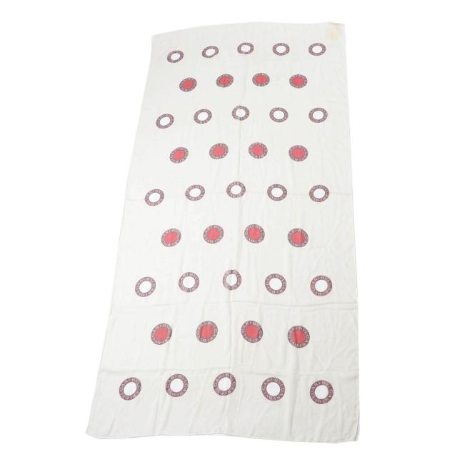 未使用品◎BVLGARI ブルガリ ブルガリブルガリ シルク100％ スカーフ ライトベージュ ブラウン レッド イタリア製 レディース