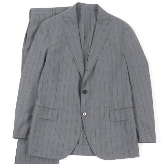 極美品□LARDINI ラルディーニ ウール100％ ストライプ シングルスーツ ブレザー スラックス 上下セットアップ 50 イタリア製 正規品