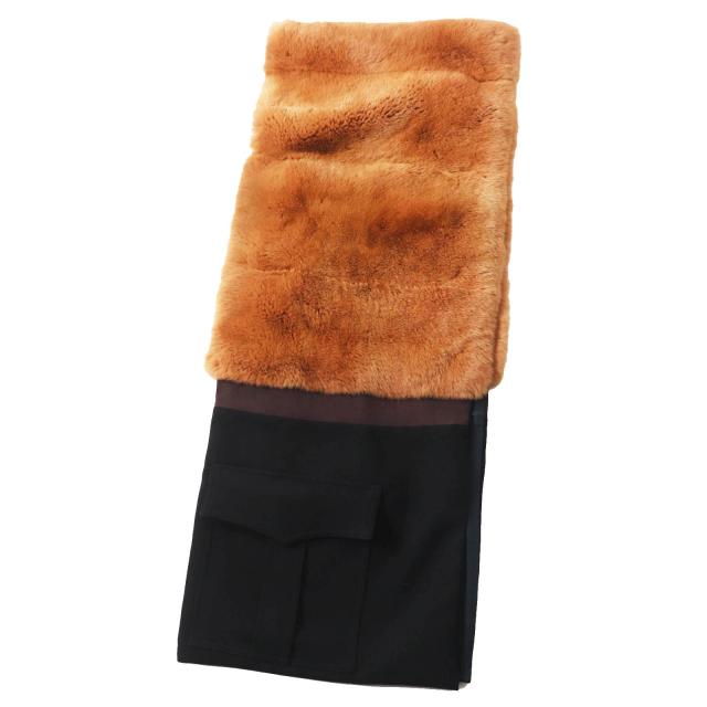 極美品◎MARNI マルニ ウール ラビット ポケット付き マフラー／ストール ブラウン ブラック イタリア製 正規品 レディース