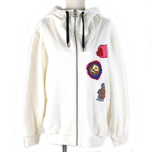 未使用品△LOUIS VUITTON×Yayoi Kusama ルイヴィトン×草間彌生 23AW フェイスパッチ ジップアップ パーカー オフホワイト M 正規品