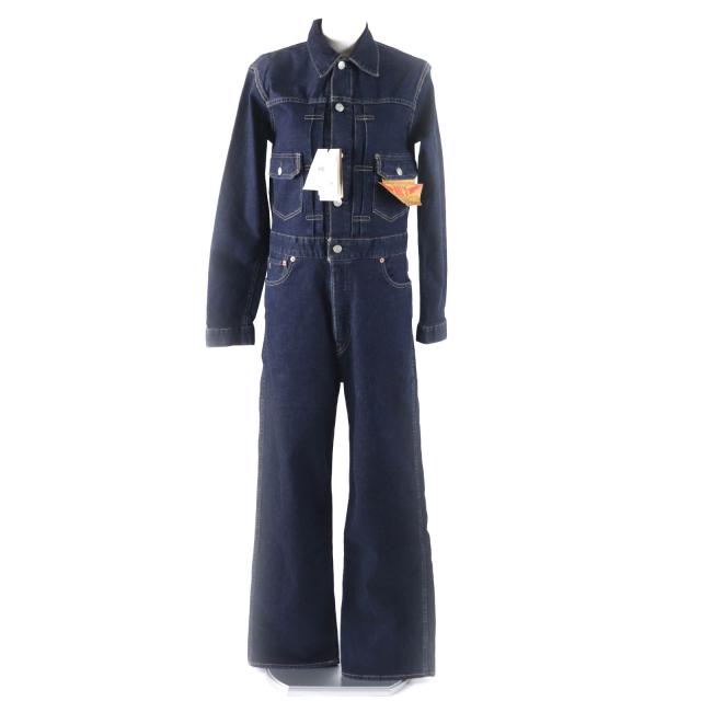 未使用品★RRL ダブルアールエル ロゴボタン付 長袖 デニム ジャンプスーツ オールインワン インディゴ 2 正規品 レディース